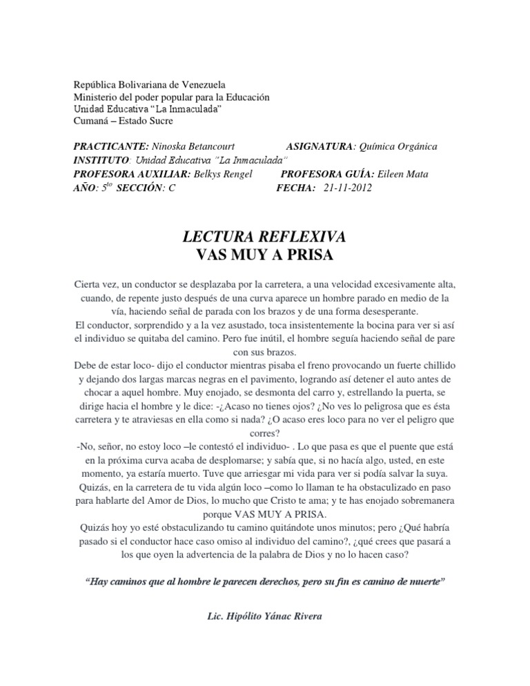 Lectura Reflexiva. | PDF