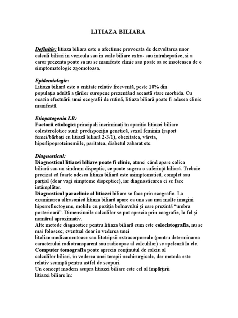 Litiaza Biliara | PDF