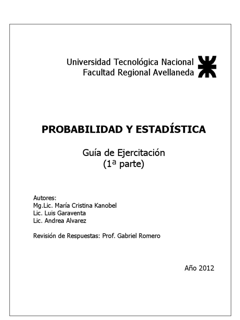 Guia Ejercicios Parte1 2012 1 | PDF | Variable aleatoria | Teoría de probabilidad