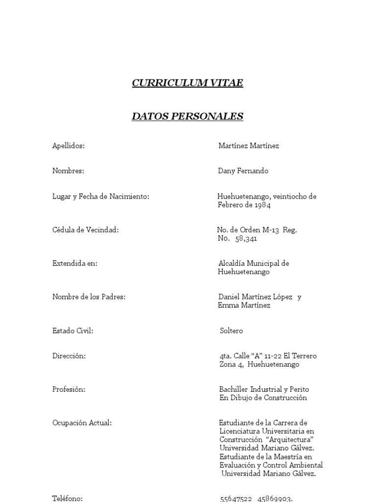 Curriculum Vitae Dany | PDF | Universidad | Guatemala