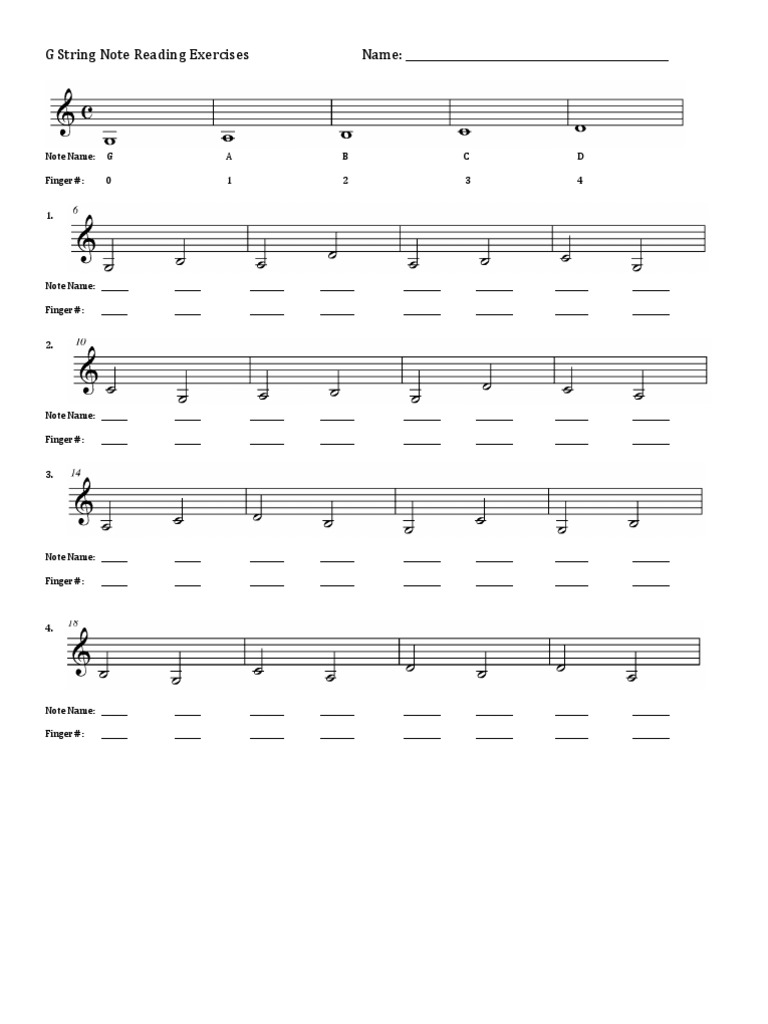 G String Note Reading Exercises | PDF
