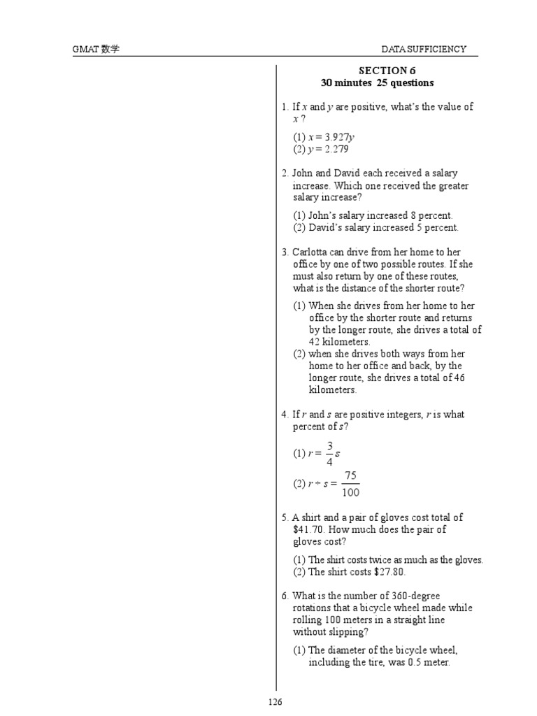 GMAT Data Sufficiency | PDF | Integer | Arithmetic