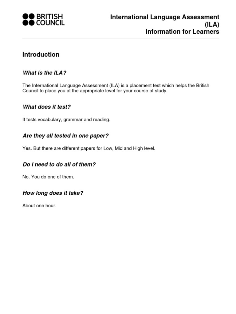 Language Test Guide for Learners | PDF | Educational Assessment ...