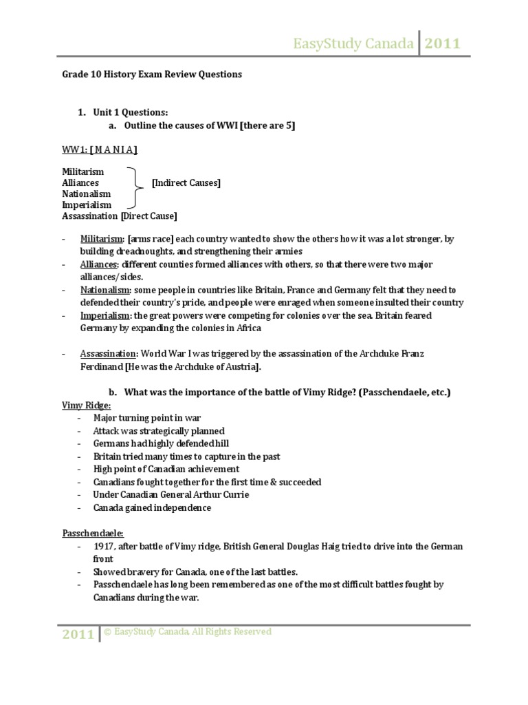 Grade 10 History Review | PDF | Warsaw Pact | Pierre Trudeau