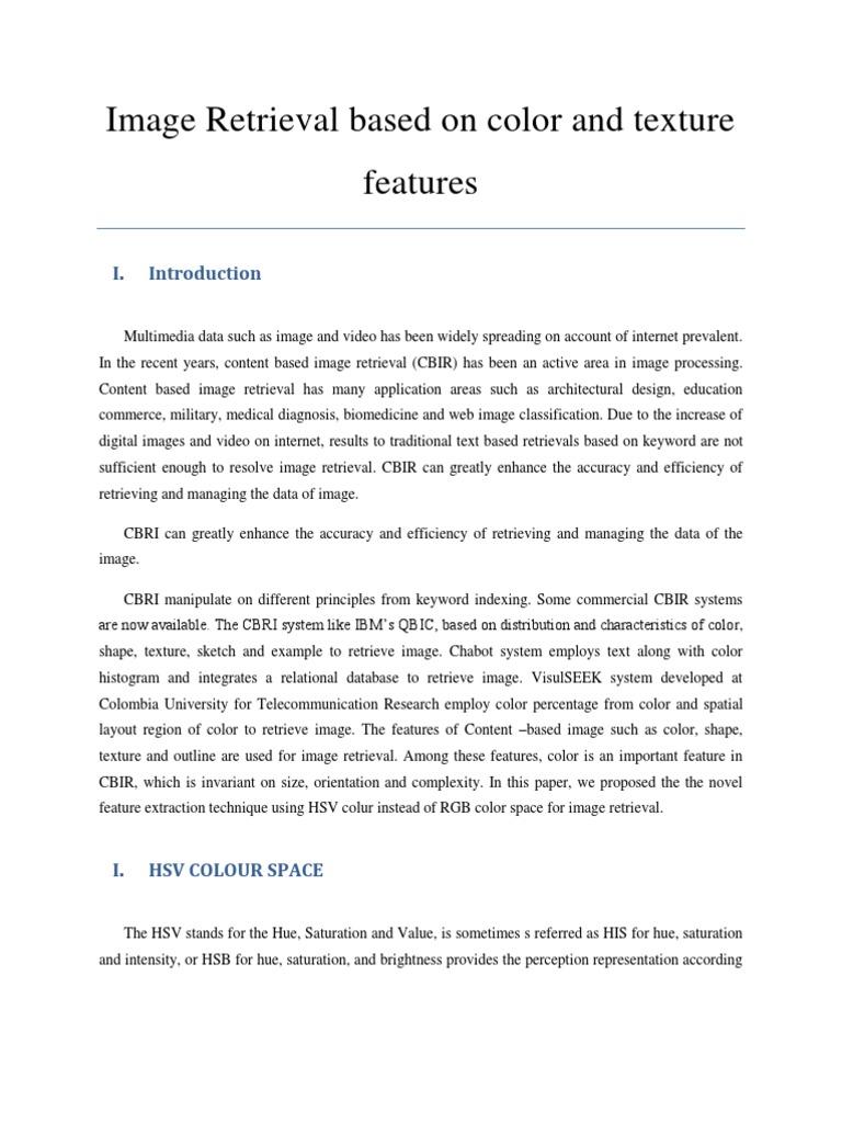 Content-Based Image Retrieval Using Color, Texture, and Edge Histogram Features | PDF | Vision ...