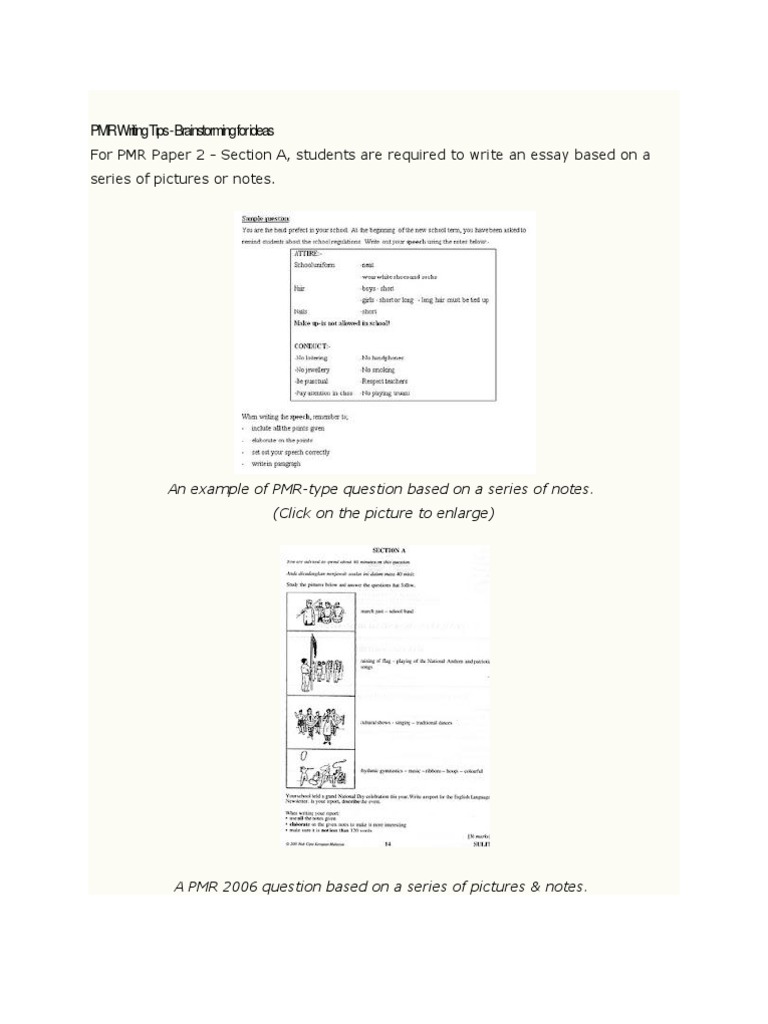 PMR Writing Tips | PDF | Brainstorming | Essays