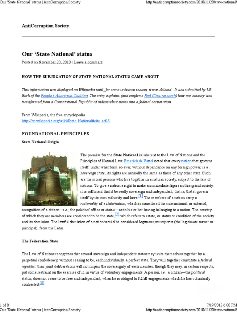 State National Status | Download Free PDF | Sovereign State | Citizenship