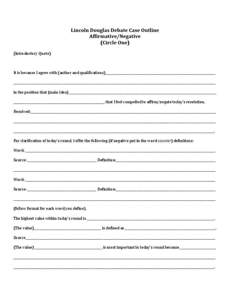 Lincoln-Douglas Debate Case Outline | PDF | Argument | Epistemology
