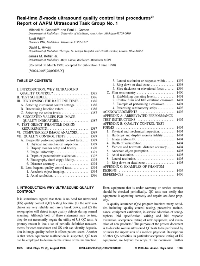 Ultrasound QC - AAPM Guide | PDF | Medical Ultrasound | Ultrasound