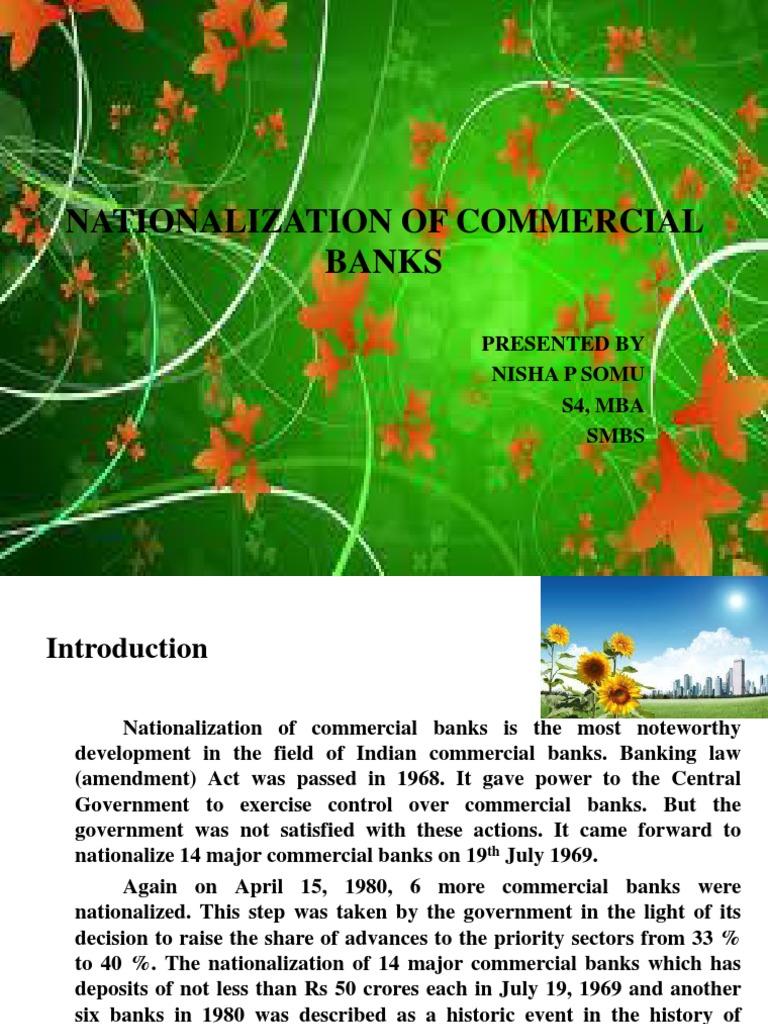 Nationalization of Commercial Banks | PDF | Nationalization | Banks