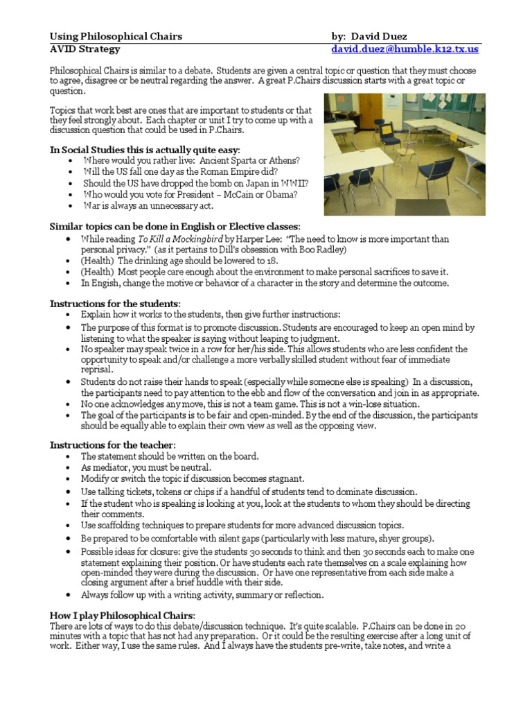 Using Philosophical Chairs | PDF | Conversation | Psychological Concepts