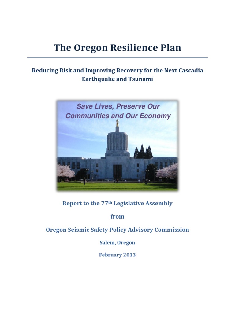 Oregon Resilience Plan Draft | PDF | Earthquakes | Infrastructure