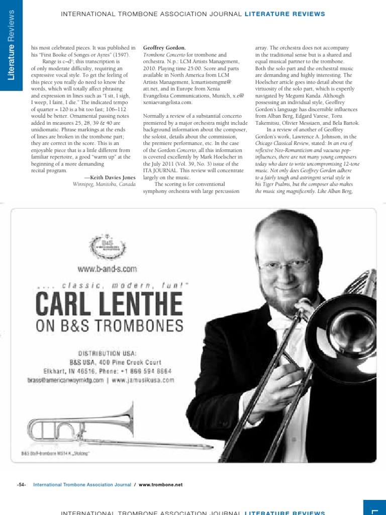 Geoffrey Gordon: Concerto For Trombone and Orchestra - Review ...