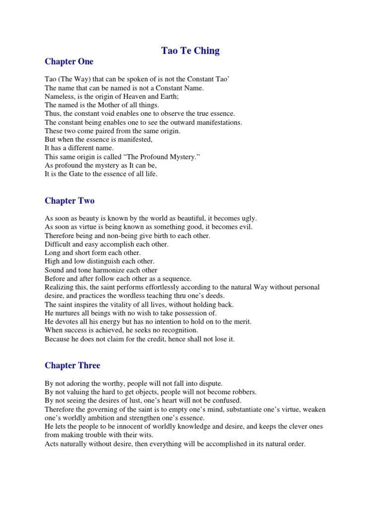 Chapter One: Tao Te Ching | PDF