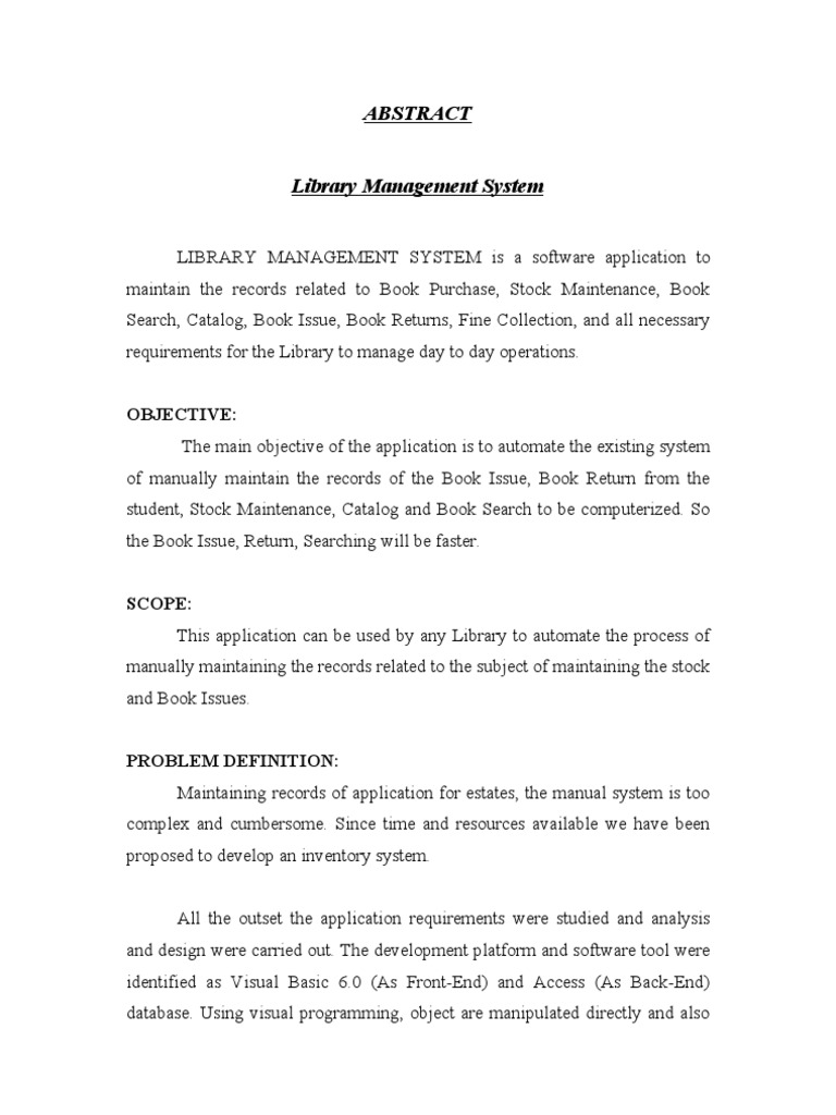 ABSTRACT-library MGT Sys | PDF | Database Transaction | Databases