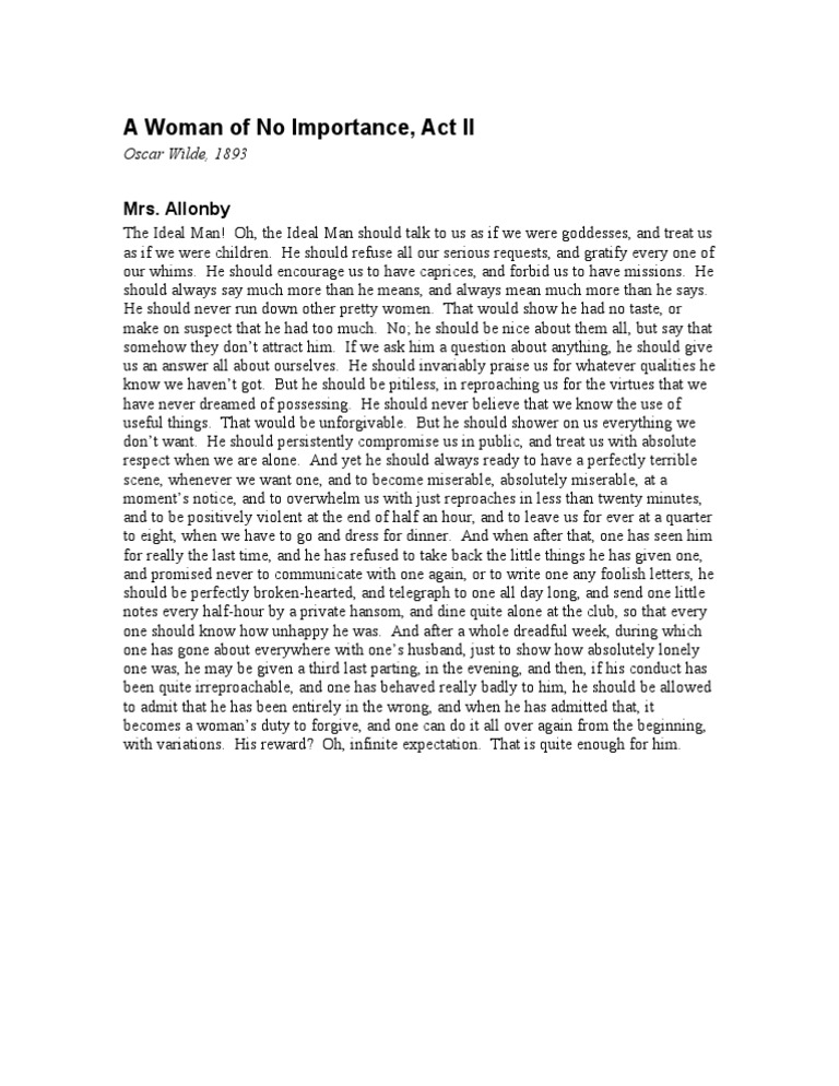 A Woman of No Importance Monologue | PDF