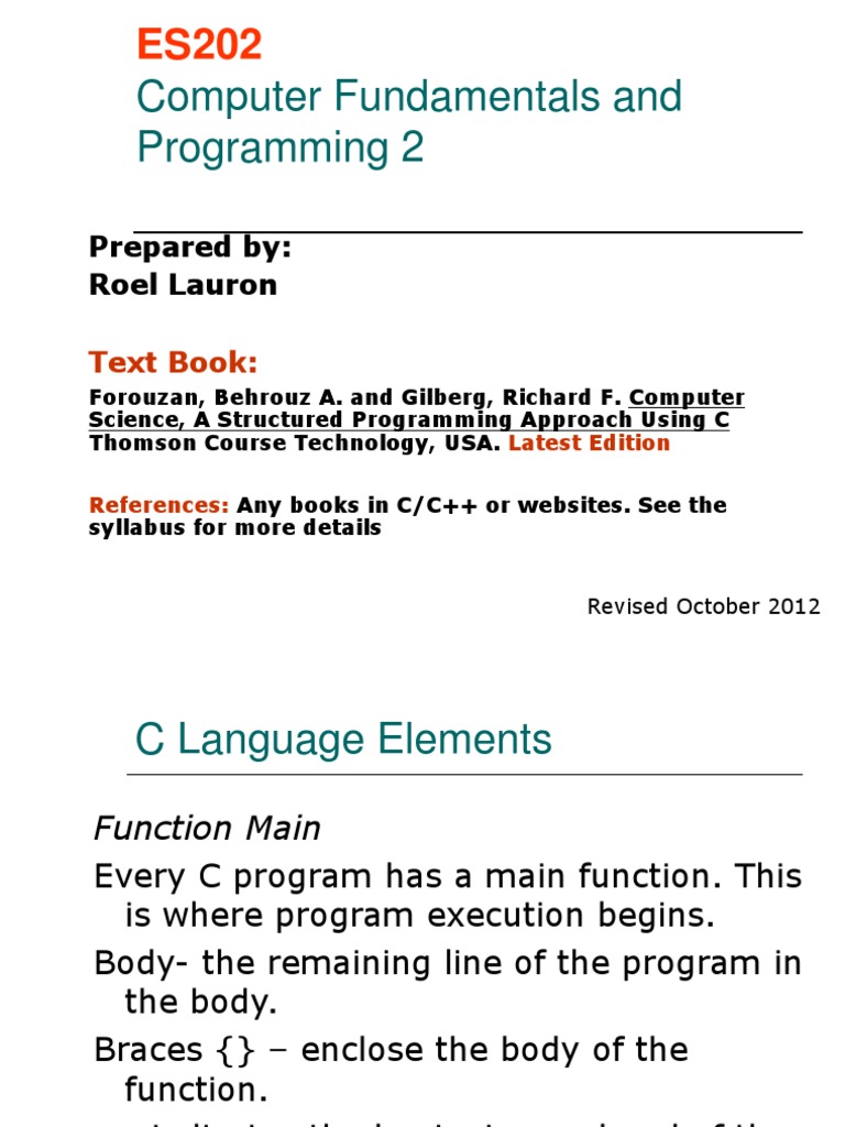 Es202 Lecture Notes | PDF | Control Flow | Parameter (Computer Programming)