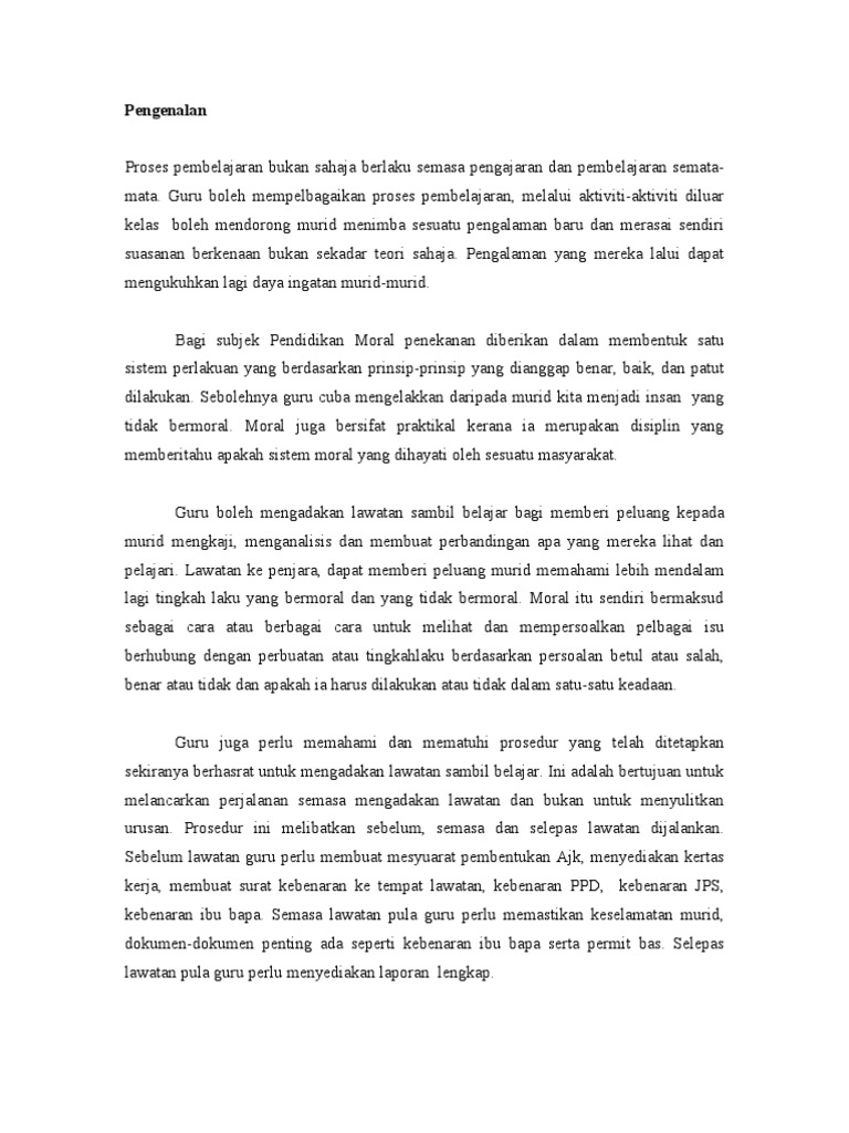 Contoh Kertas Kerja Lawatan | PDF
