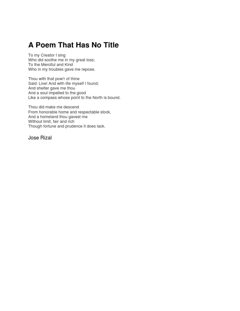 A Poem That Has No Title | PDF | Philippines