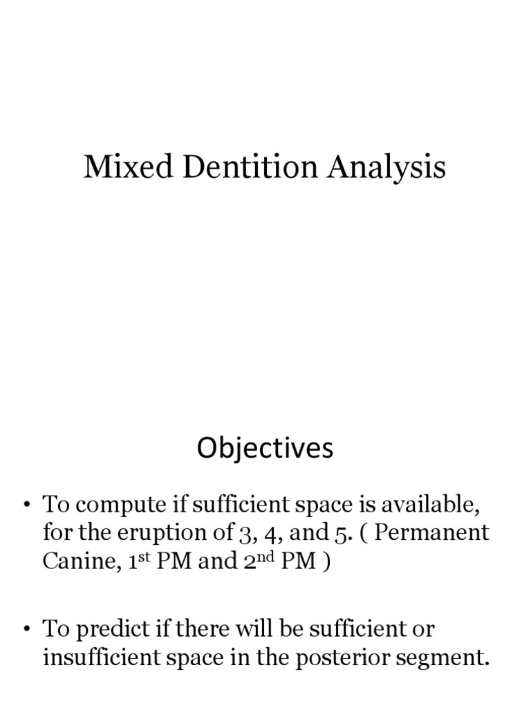 Mixed Dentition Analysis | PDF