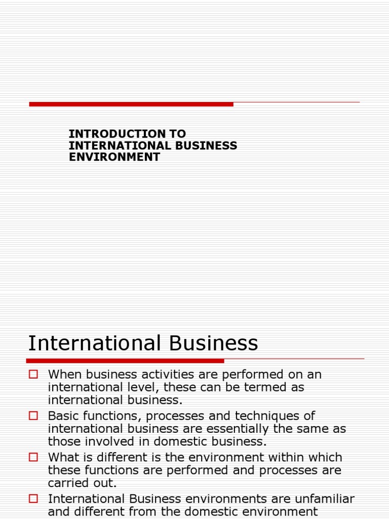 Introduction To International Business Environment | PDF ...