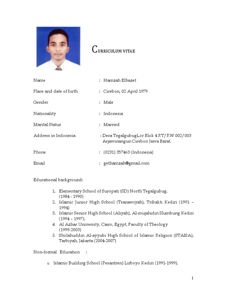Contoh Curriculum Vitae | PDF | Quran | Islam