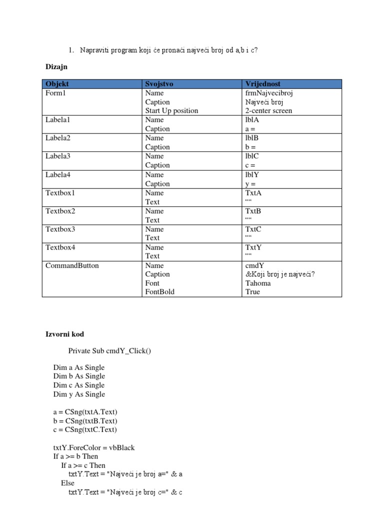 Visual Basic Zadaci | PDF