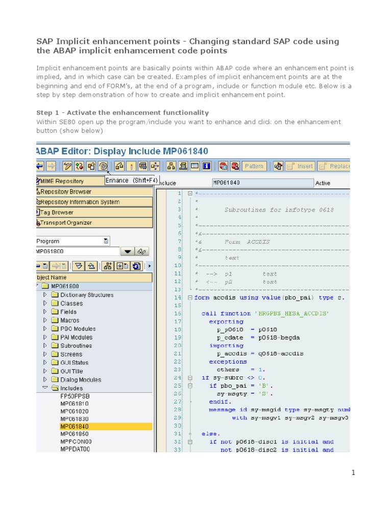 Creating Implicit Enhancement Points In Abap Code To Extend Standard Functionality Pdf