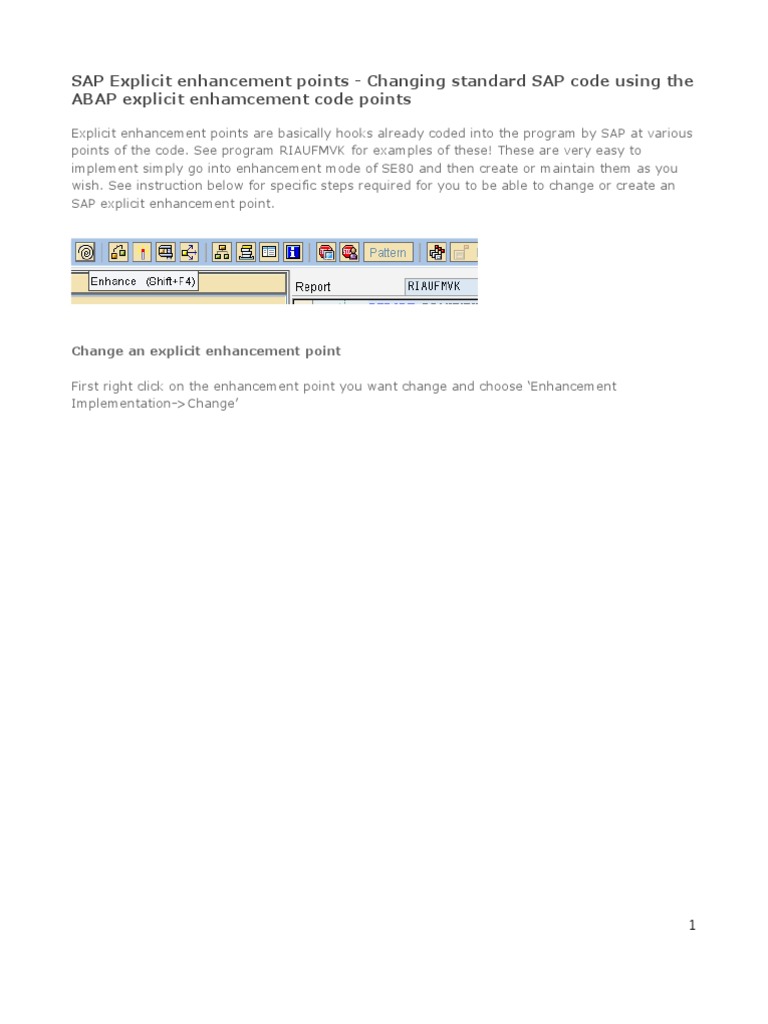 SAP Explicit Enhancement Points | PDF | Computer Programming | Computing