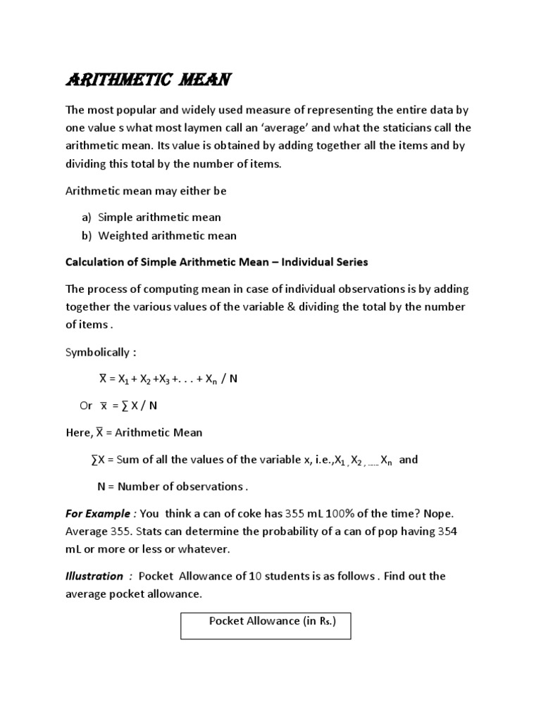 arithmetic-mean-pdf-arithmetic-mean-descriptive-statistics