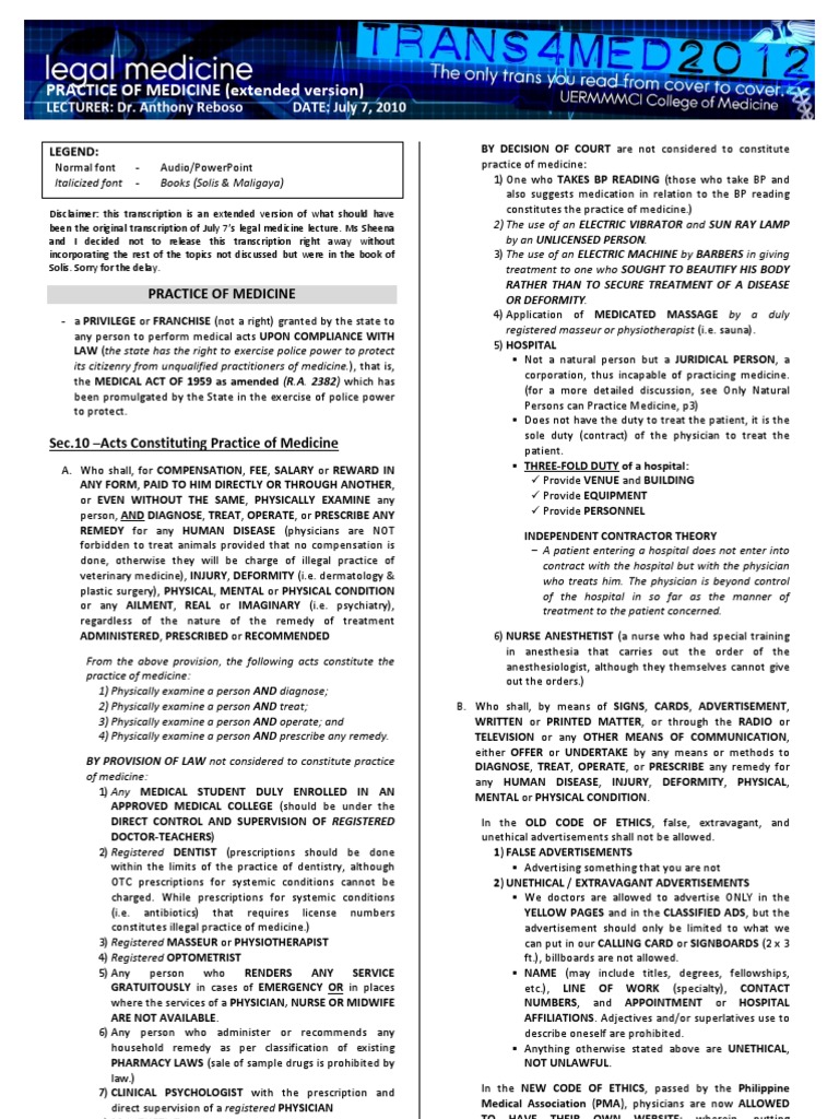 Legal Medicine | Physician | Licensure