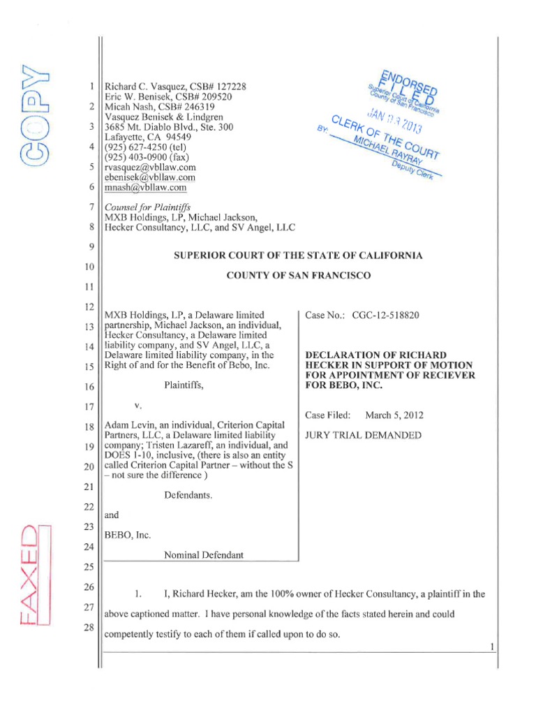 Declaration of Support For Motion From Richie Hecker | PDF | Foreign ...