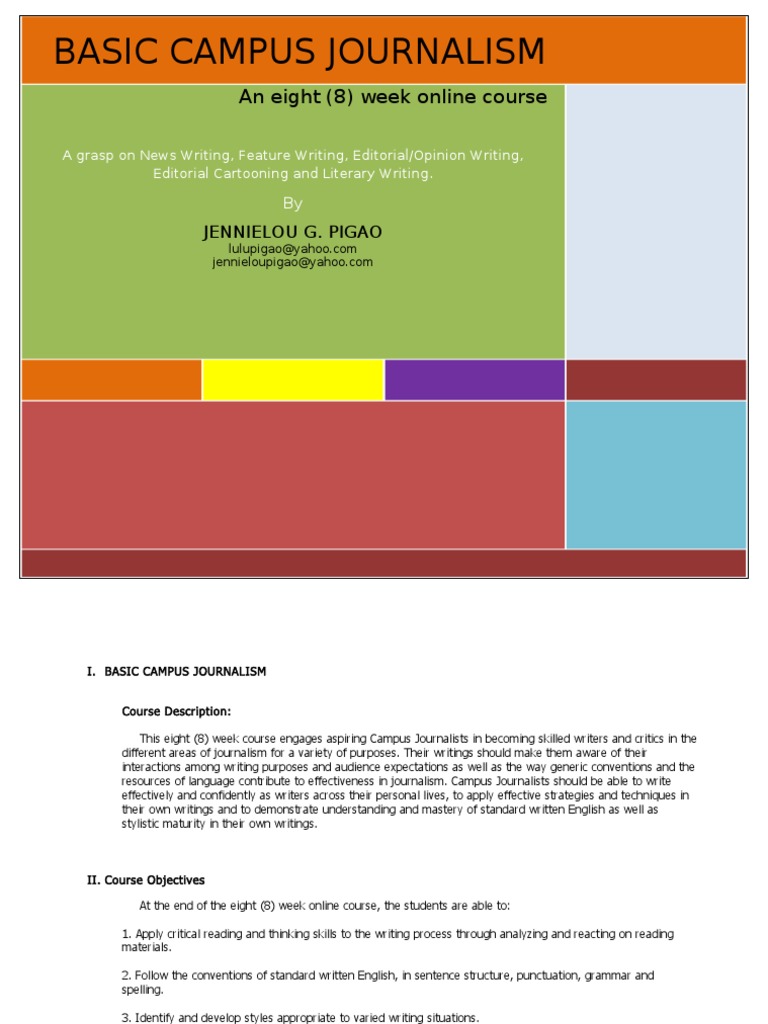Basic Campus Journalism Course Overview | PDF | Journalism | Journalist