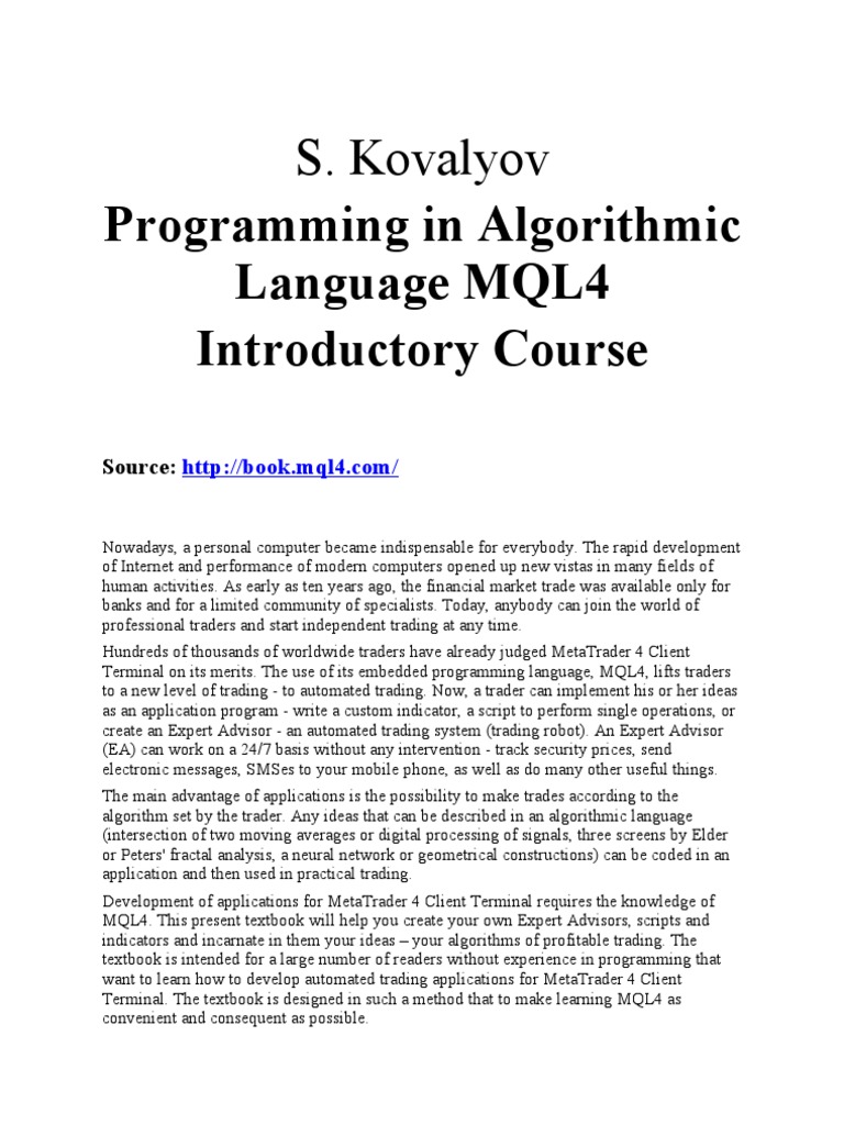 mql4 Book | PDF | Integer (Computer Science) | Data Type