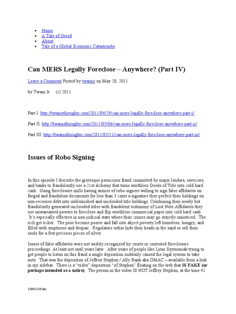 Foreclosure Fraud and Robo-Signing Issues | PDF | Foreclosure | Bank Of ...