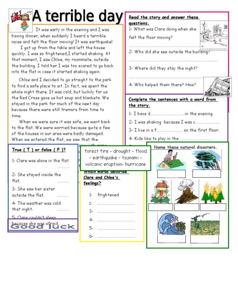 Read The Story and Answer These Questions | PDF | Earthquakes | Natural ...
