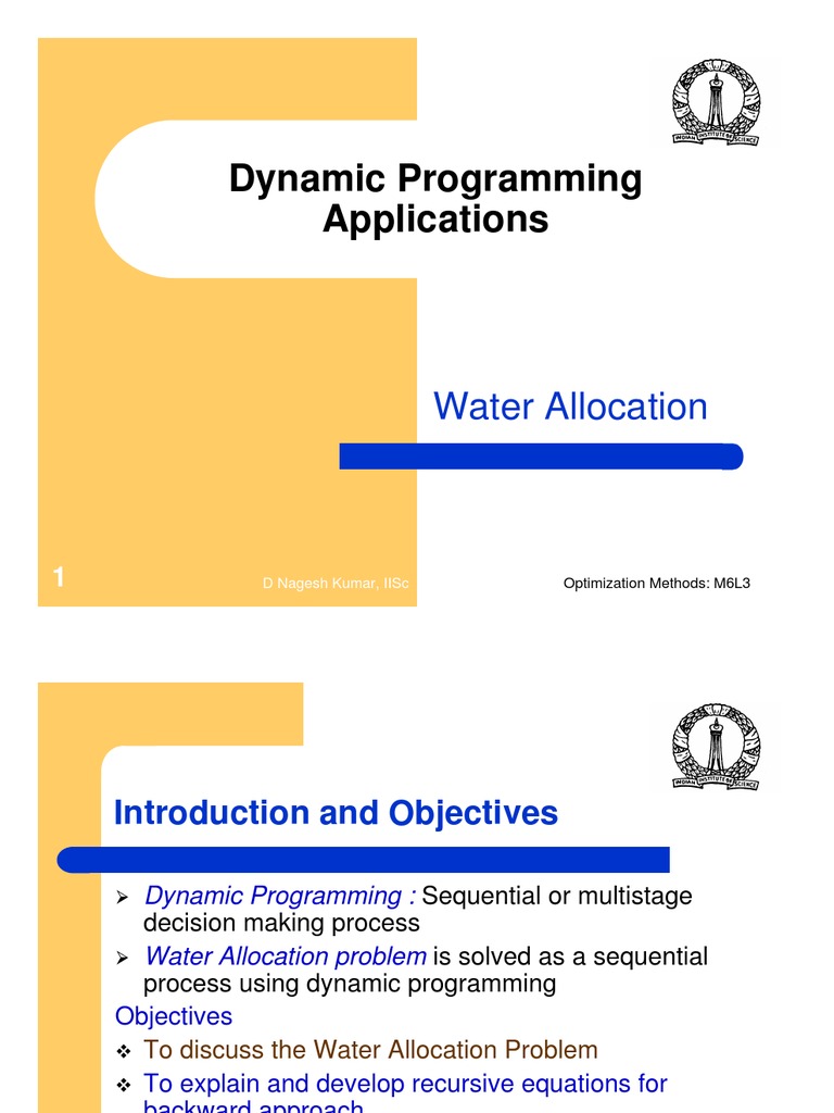 Dynamic Programming Applications: Water Allocation | PDF | Dynamic Programming | Mathematics Of ...