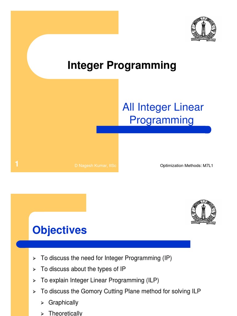 All Integer Linear Programming Pdf Linear Programming Mathematical Optimization