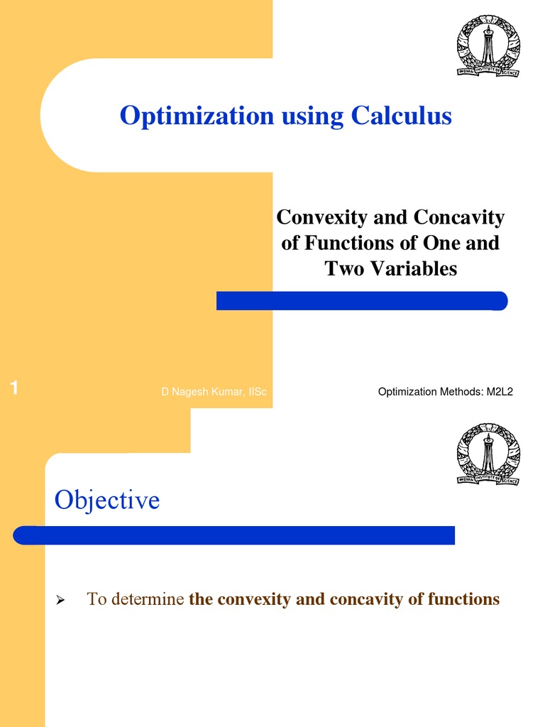 Optimization Using Calculus: Convexity and Concavity of Functions of One and Two Variables | PDF ...