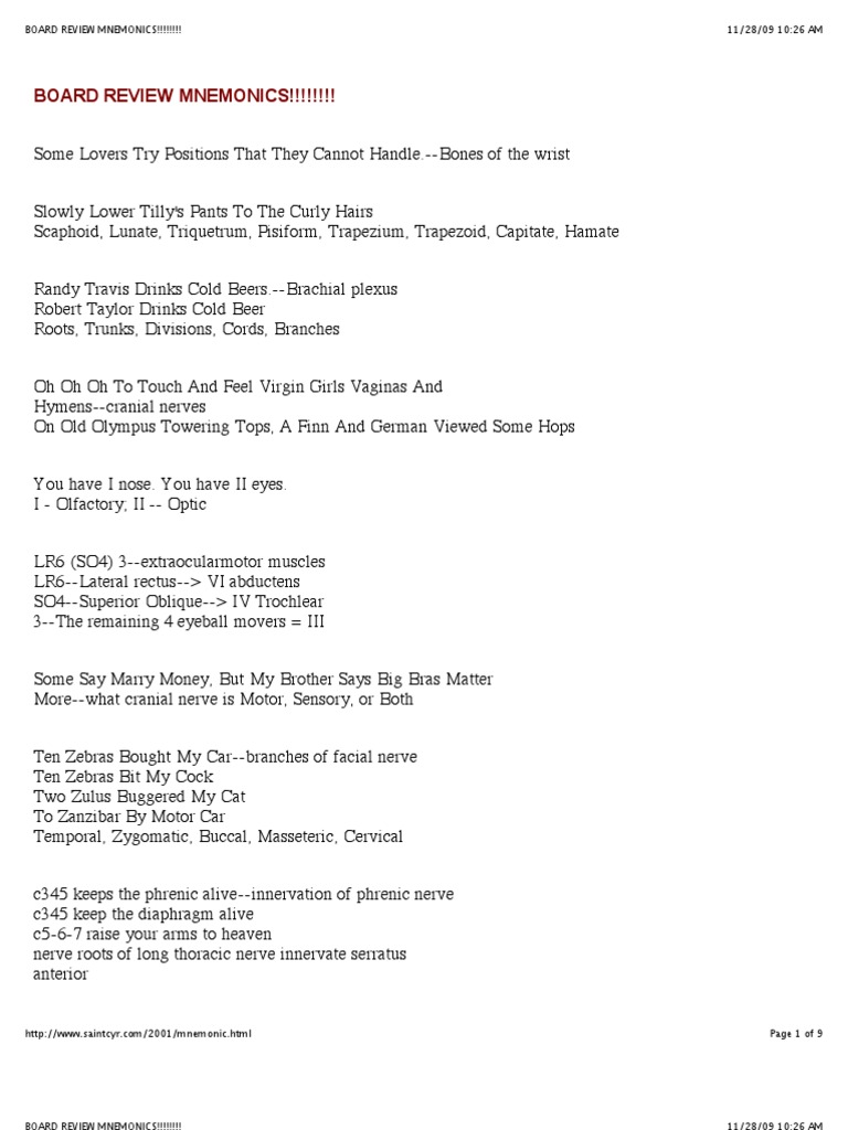 Anesthesia Mnemonics | PDF | Human Head And Neck | Animal Anatomy