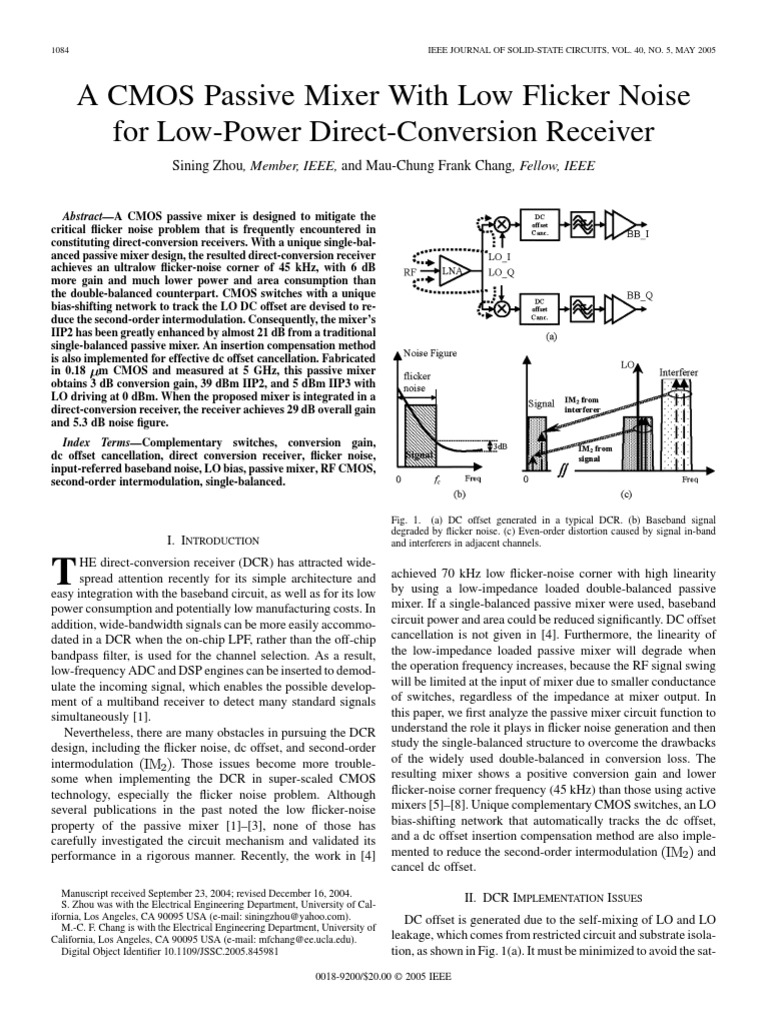 CMOS Passive Mixer With Low Flicker Nosie | PDF | Operational Amplifier ...