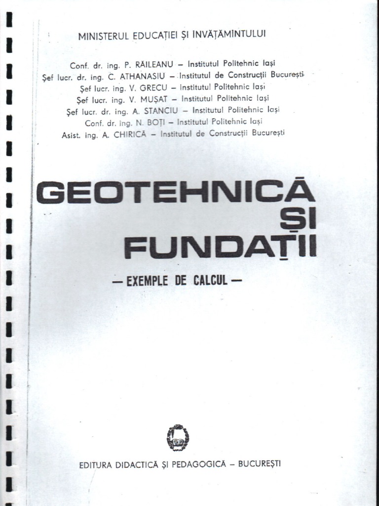 Geotehnica Si Fundatii - Exemple de Calcul | PDF