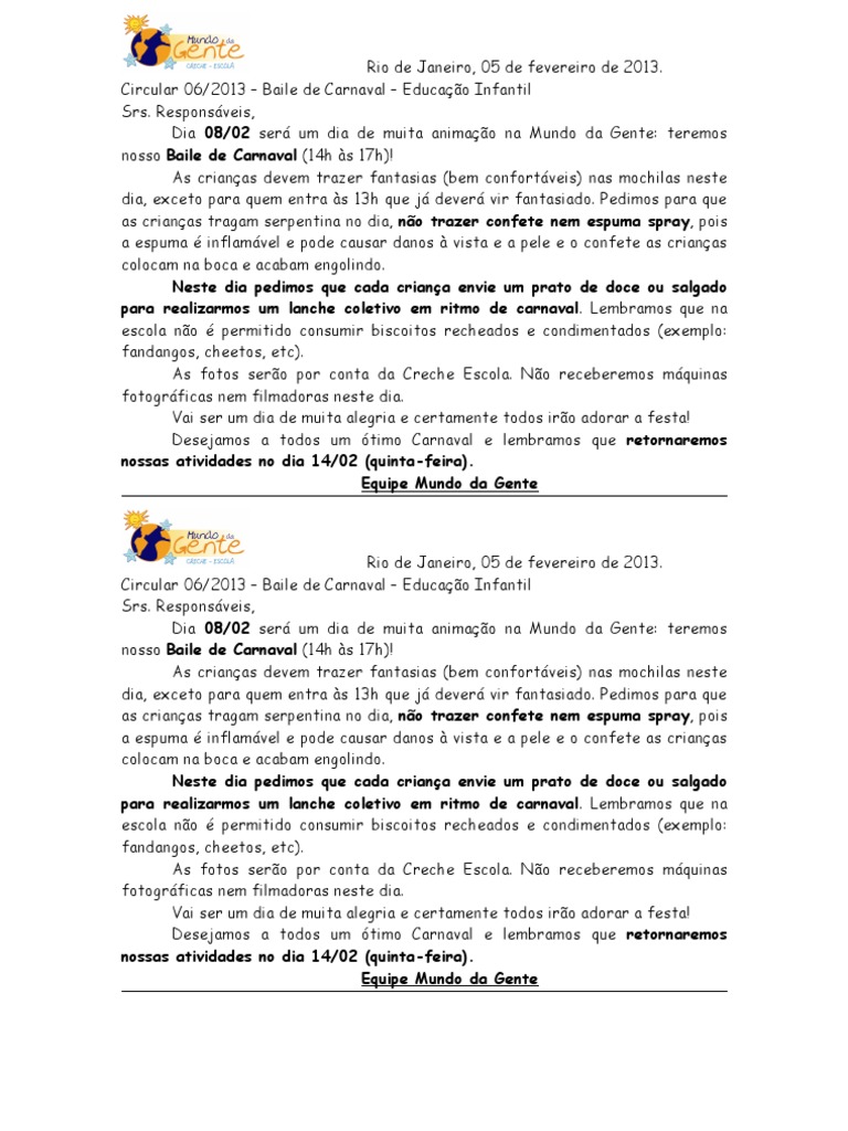 Circular 06 - Baile de Carnaval | PDF | Carnaval