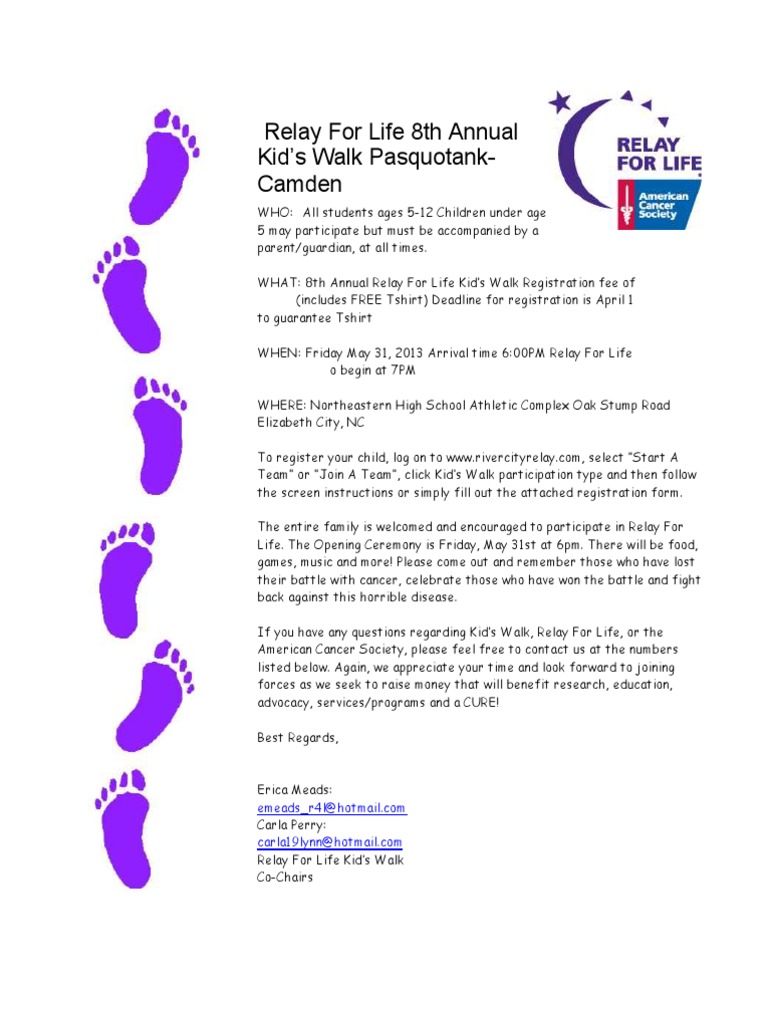 2013 Kids Walk Form | PDF | Wellness | Medical