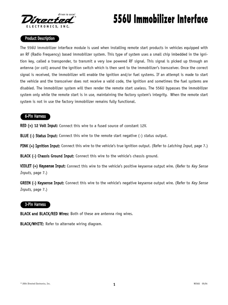 556U Immobolizer Interface | PDF | Electrical Connector | Ignition System
