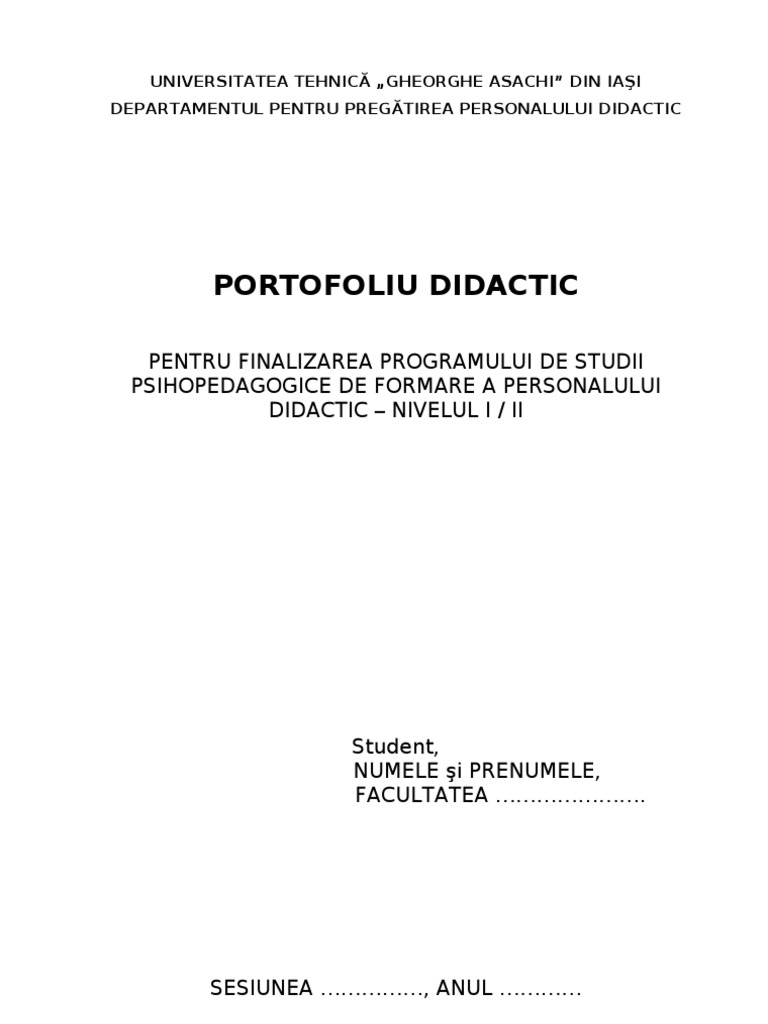 Coperta Portofoliu DPPD | PDF
