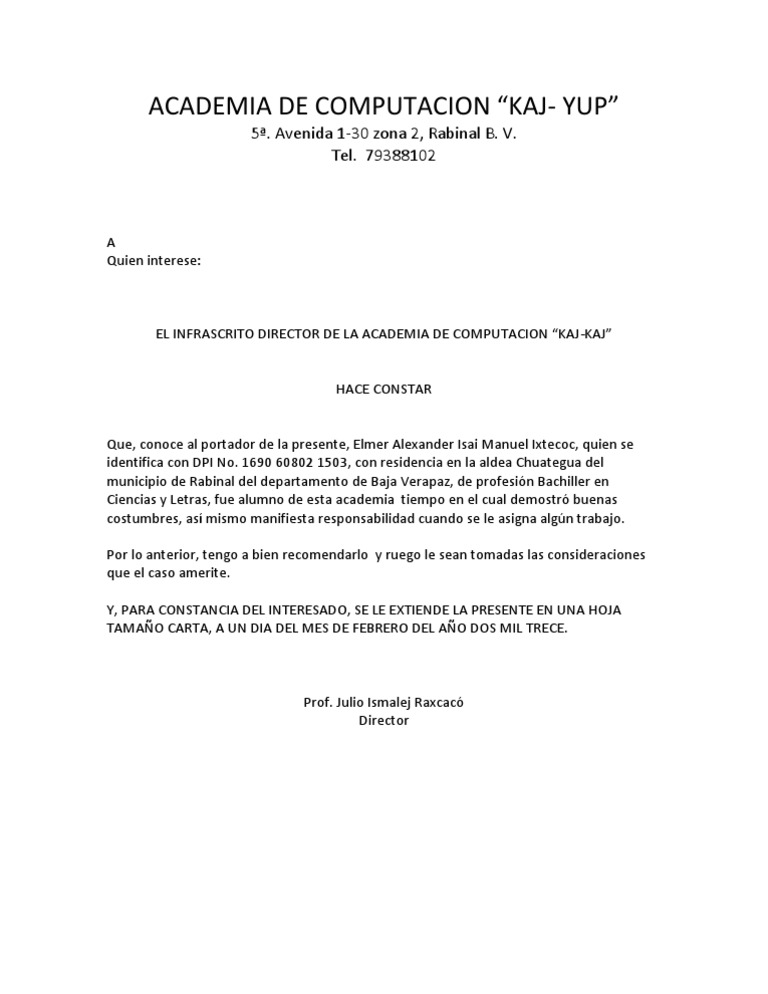 Carta de Reco Computacion | PDF
