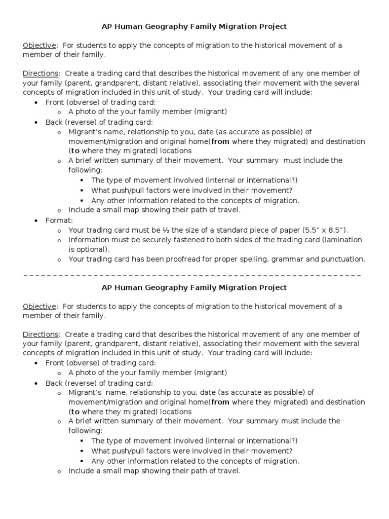 Ap Human Geography Migration Project | PDF | Human Migration | Immigration