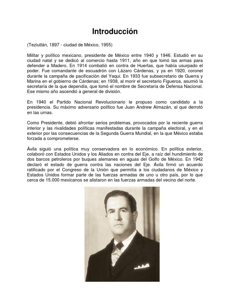 Manuel Avila Camacho | México | Partido Revolucionario Institucional