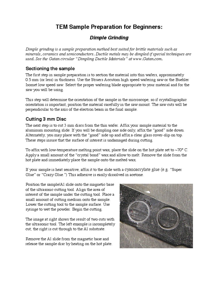 TEM Sample Prep | PDF | Transmission Electron Microscopy | Adhesive